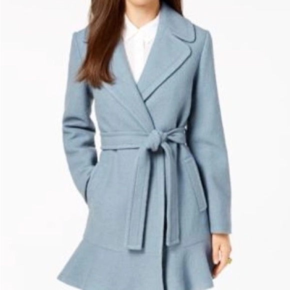 kate spade | Jackets & Coats | Nwt Kate Spade Dusty Blue Wrap Coat ...